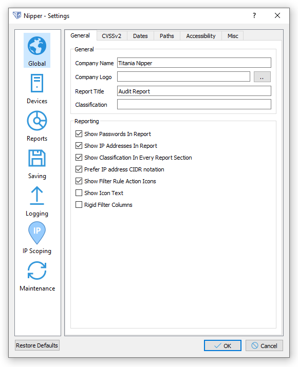 How to customize report settings in Nipper (v2)