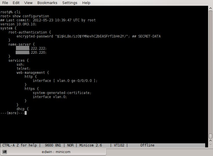 How to export configuration from Juniper JunOS Device