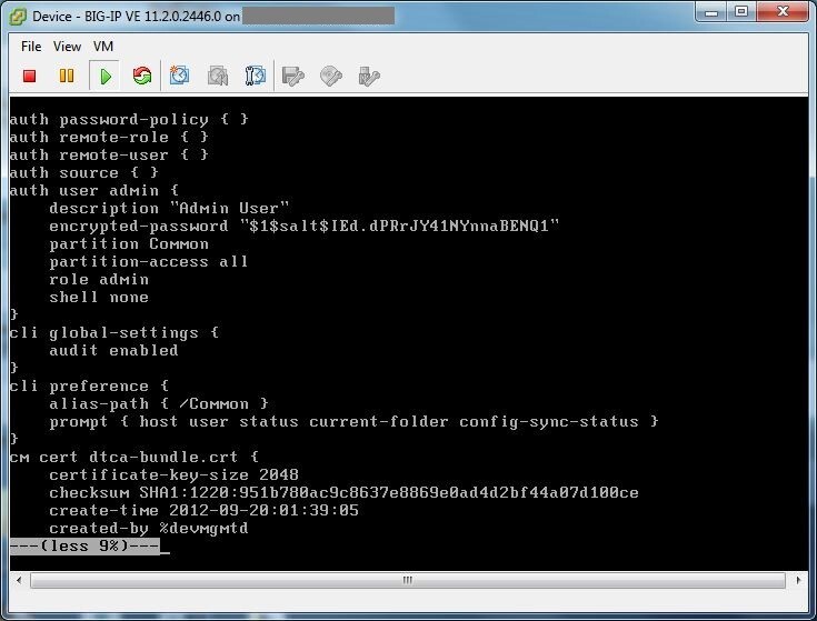 How to extract the configuration for Big-IP F5 v11.x.x Devices